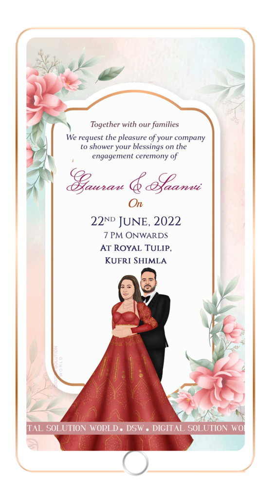 Personalized Caricature Engagement Invitation | Engagement Invitation ...