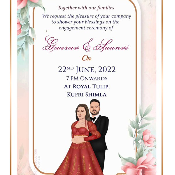 Personalized Caricature Engagement Invitation | Engagement Invitation ...