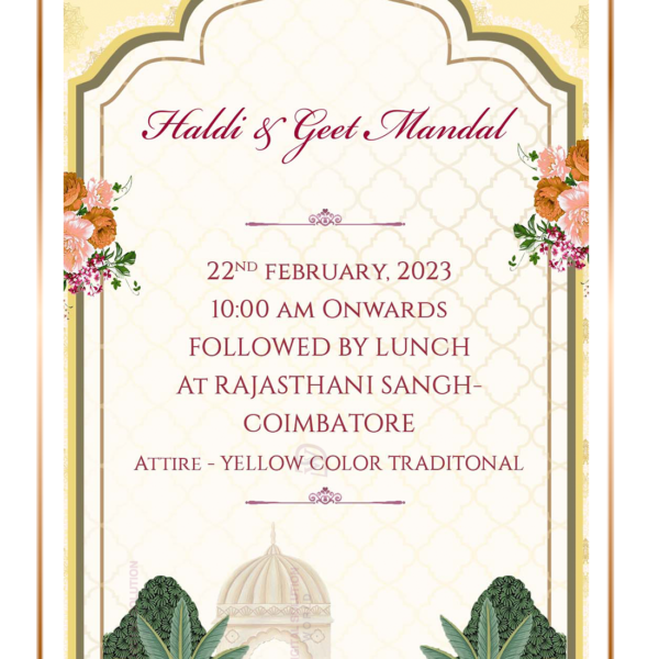 Traditional Haldi Invitation Card | Digital Haldi invitation card | DSW ...