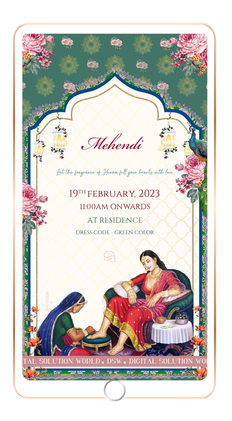 Digital Invitation card for Mehndi Ceremony | Mehendi Ceremony ...