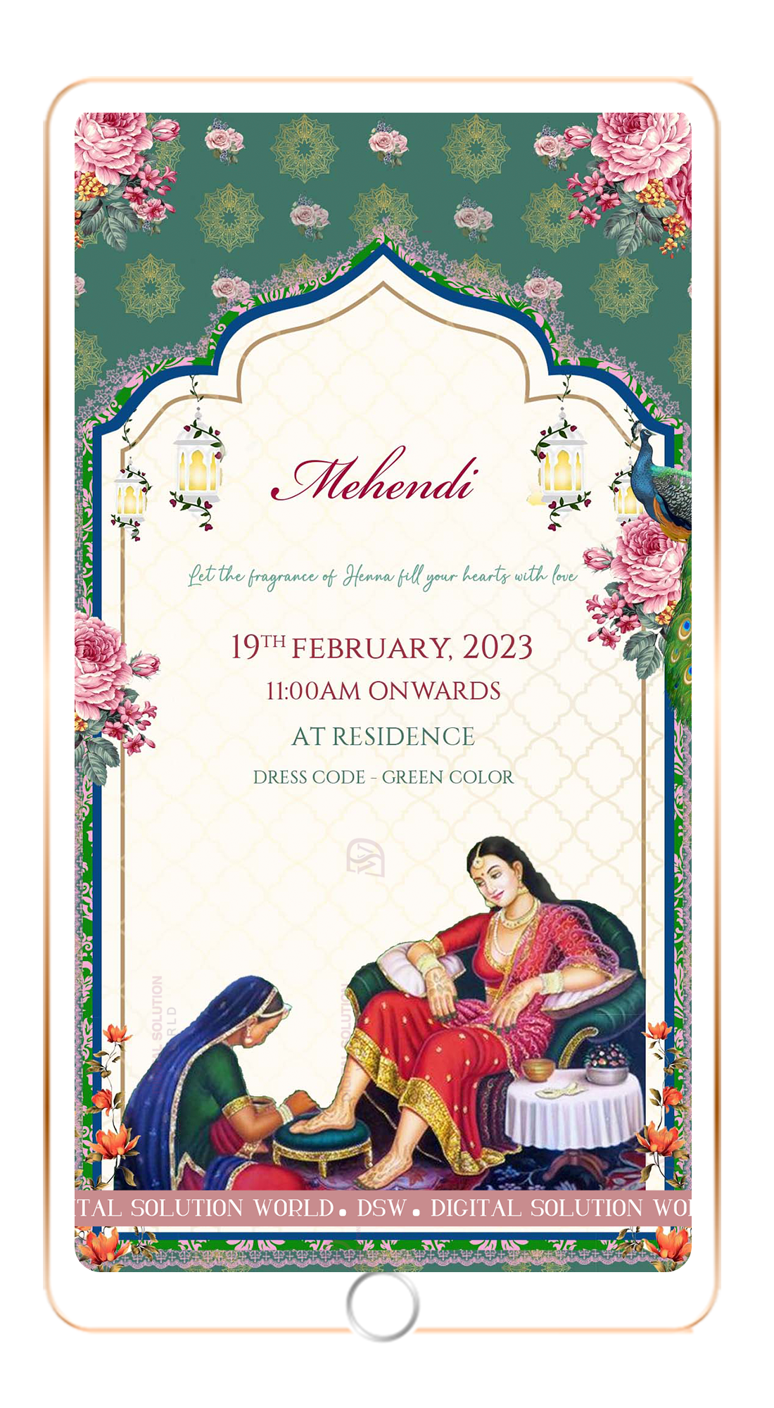 Mehndi Invitation Card | Traditional Mehandi Invitation E-card | DSW_CO ...