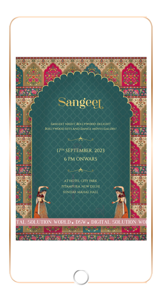Luxury Invitation E-card for Sangeet | Sangeet Ceremony Invitation Card ...