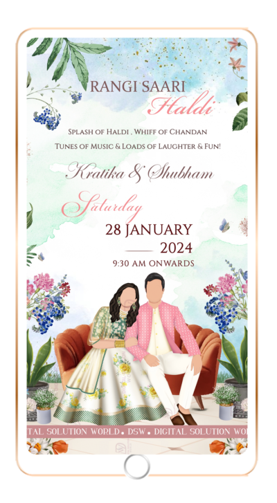 Illustration traditional Haldi invitation | Digital Haldi E-card ...